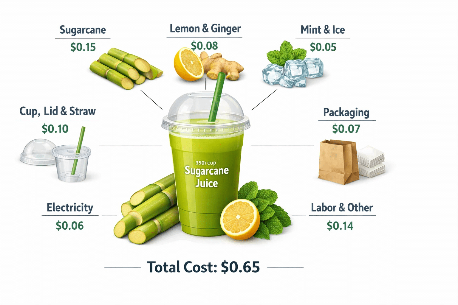 Cost Per Cup Analysis: Sugarcane Juice Profitability Breakdown